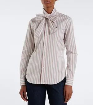 Polo Ralph Lauren Striped Cotton Poplin Shirt With Bow Detail - Multicoloured
