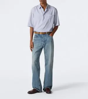 Saint Laurent Wide-leg Faded Jeans