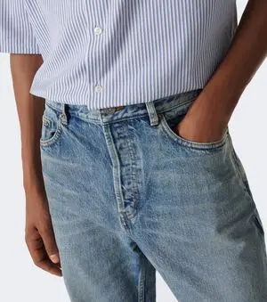 Saint Laurent Wide-leg Faded Jeans