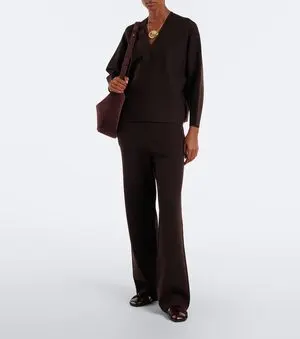 Max Mara Knitted Wool-blend Wide-leg Pants