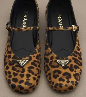 Prada Leopard-print Calf Hair Mary Jane Flats - Brown