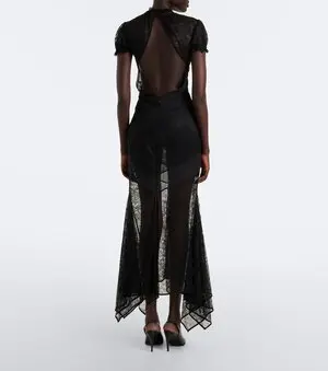 Attico Asymmetrical Lace Midi Dress