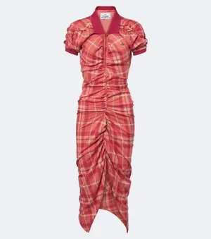 VIVIENNE WESTWOOD Checked Cotton Midi Dress - Pink