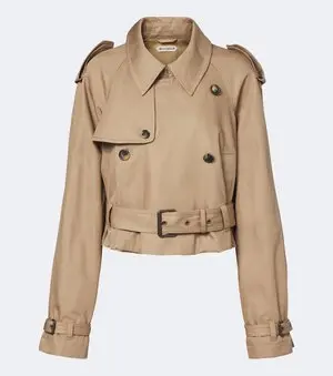 JW Anderson Cropped Cotton Trench Coat - Beige