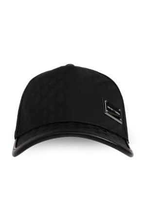Emporio Armani Baseball Cap With Engraved Logo Plaque - Black