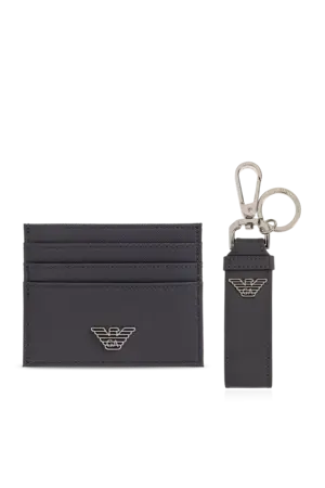 Emporio Armani Set: Card Case And Keychain - Grey