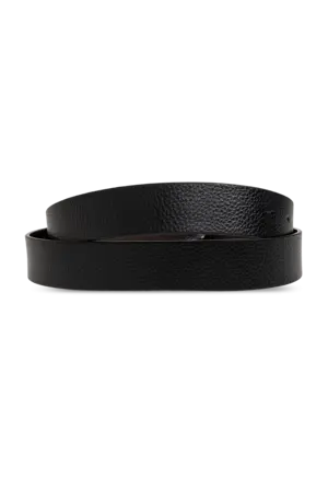 Emporio Armani Leather Belt With Textured Finish And Matte Anthracite Buckle