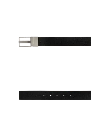 Emporio Armani Leather Belt With Textured Finish And Matte Anthracite Buckle