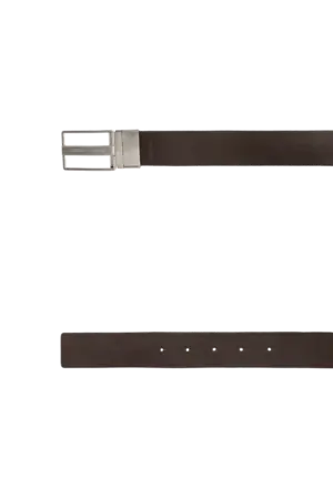 Emporio Armani Leather Belt With Textured Finish And Matte Anthracite Buckle