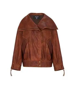 Balmain Lambskin Bomber Jacket - Brown
