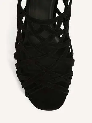 Balmain Suede Wedge Cage Sandals With Tortoiseshell-effect Lacquer - Multicolor
