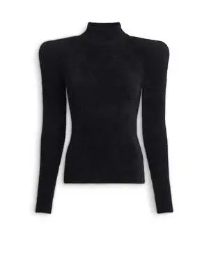 Balmain Fluffy Ribbed Knit Jumper - Black