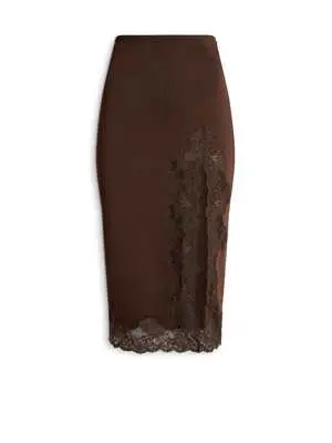 Balmain Knit Midi Skirt With Lace Detail