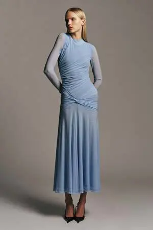 Bardot Liyana Ruched Mesh Midi Dress