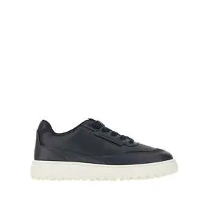Emporio Armani Sneakers In Pelle Con Logo Laterale - Blue