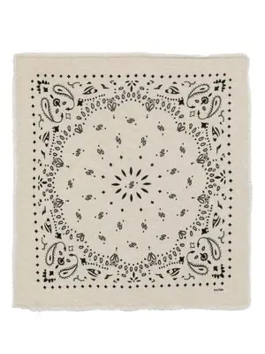 KUJTEN Scarf Cashmere "hachiko" Grand Bandana Imprime - Beige