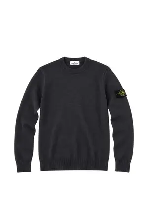 Stone Island Lambwool Crew Neck Sweater With Signature Patch - Brown