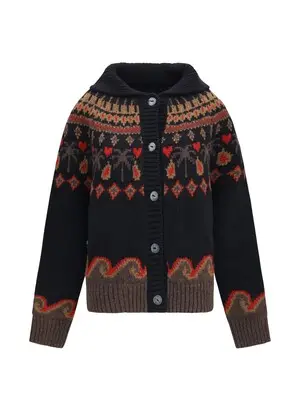 Alanui Shawl Collar Patterned Knit Cardigan