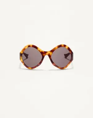 Valentino Garavani Valentino Oversized Round Frame Sunglasses Havana/grey