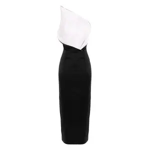 ACOB À PORTER Grace Satin Dress With Oversized Flower Appliqu