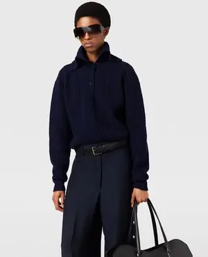Stella McCartney Recycled Cashmere Ribbed Turtleneck Jumper - Navy