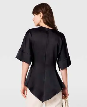 Stella McCartney Handkerchief Sleeve Satin Top - Black