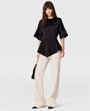 Stella McCartney Handkerchief Sleeve Satin Top - Black