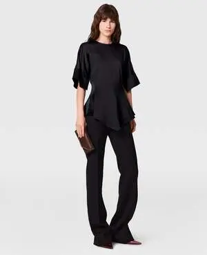 Stella McCartney Handkerchief Sleeve Satin Top - Black
