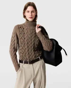 Stella McCartney Textured Cable Knit Turtleneck Jumper
