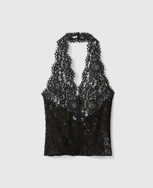 Stella McCartney Halterneck Lace Top - Black
