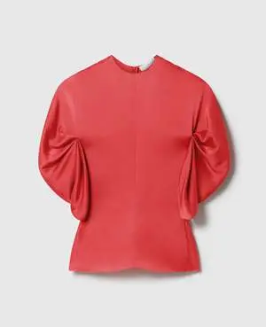 Stella McCartney Puff Sleeve Satin Top - Red