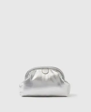 Stella McCartney Falabella Padded Metallic Soft Clutch With Chain - Silver