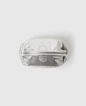 Stella McCartney Falabella Padded Metallic Soft Clutch With Chain - Silver