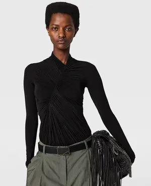 Stella McCartney Crepe Jersey Draped Bodysuit - Black