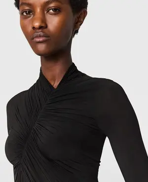 Stella McCartney Crepe Jersey Draped Bodysuit - Black