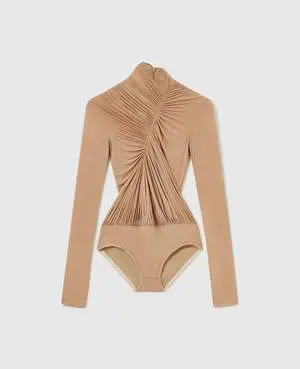 Stella McCartney Crepe Jersey Draped Bodysuit - Brandy