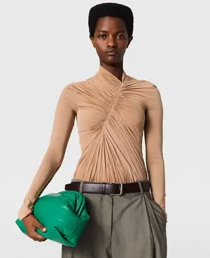 Stella McCartney Crepe Jersey Draped Bodysuit - Brandy