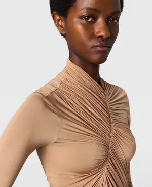 Stella McCartney Crepe Jersey Draped Bodysuit - Brandy