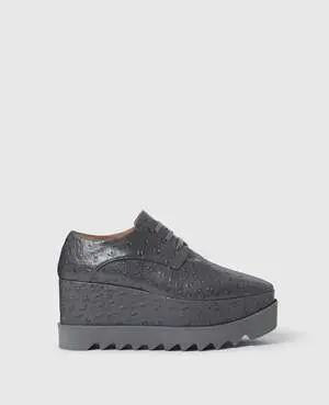 Stella McCartney Elyse Ostrich Platform Shoes - Slate