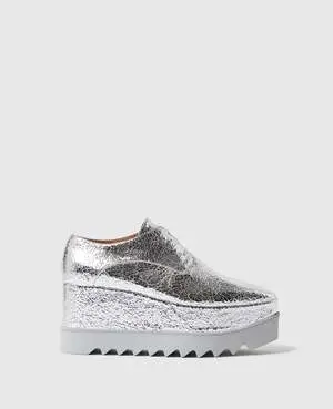 Stella McCartney Metallic Crackled Platform Shoes - Silver