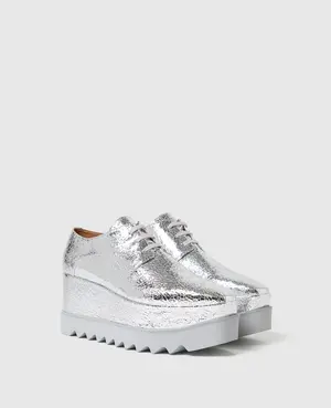 Stella McCartney Elyse Metallic Crackled Platform Shoes