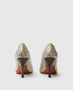 Stella McCartney Elsa Woven Metallic Kitten Heel Pump