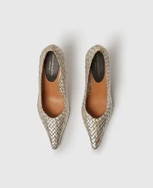 Stella McCartney Elsa Woven Metallic Kitten Heel Pump