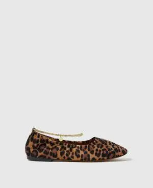 Stella McCartney Leopard Velvet Chain-detail Ballerina Flats - 2018
