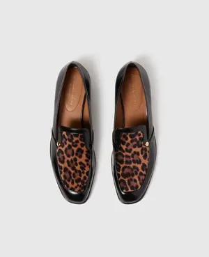 Stella McCartney Brushed Loafers With Leopard Velvet - Black/leopard