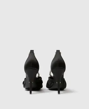 Stella McCartney Knotted Satin Sandals With Crystal Embellishments - Black
