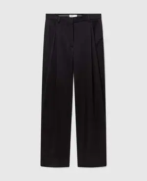 Stella McCartney Pleated Straight Satin Trousers - Black