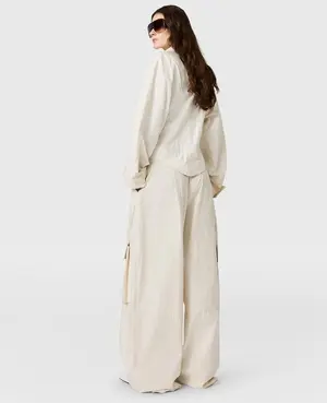 Stella McCartney Washed Cotton Cargo Trousers - Vanilla
