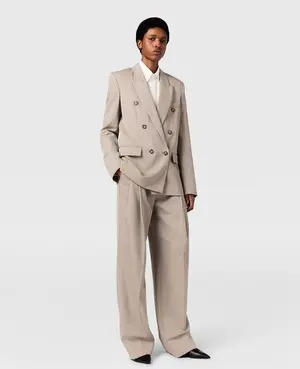 Stella McCartney Pleated Straight Wool Trousers