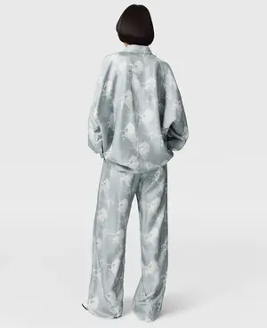 Stella McCartney Horse Print Silk Wide-leg Trousers